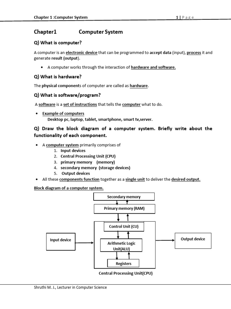 1PU CS Chapter 1 Shruthi M J | PDF | Computer Data Storage | Graphical User Interfaces