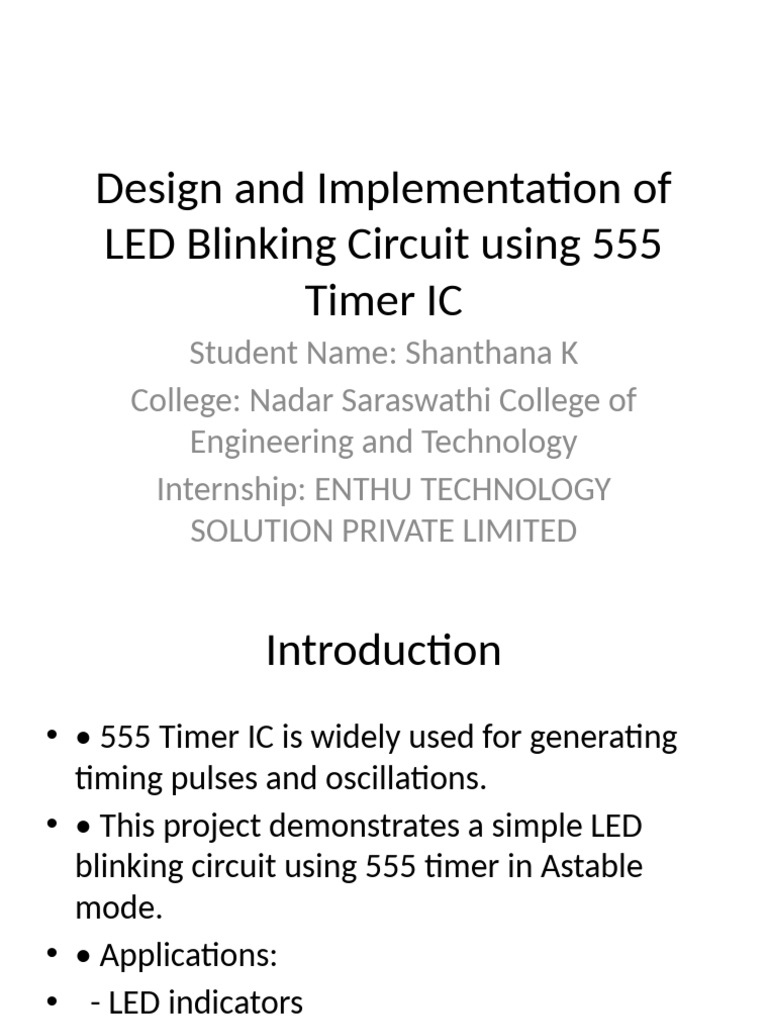 LED Blinking 555 Timer | PDF