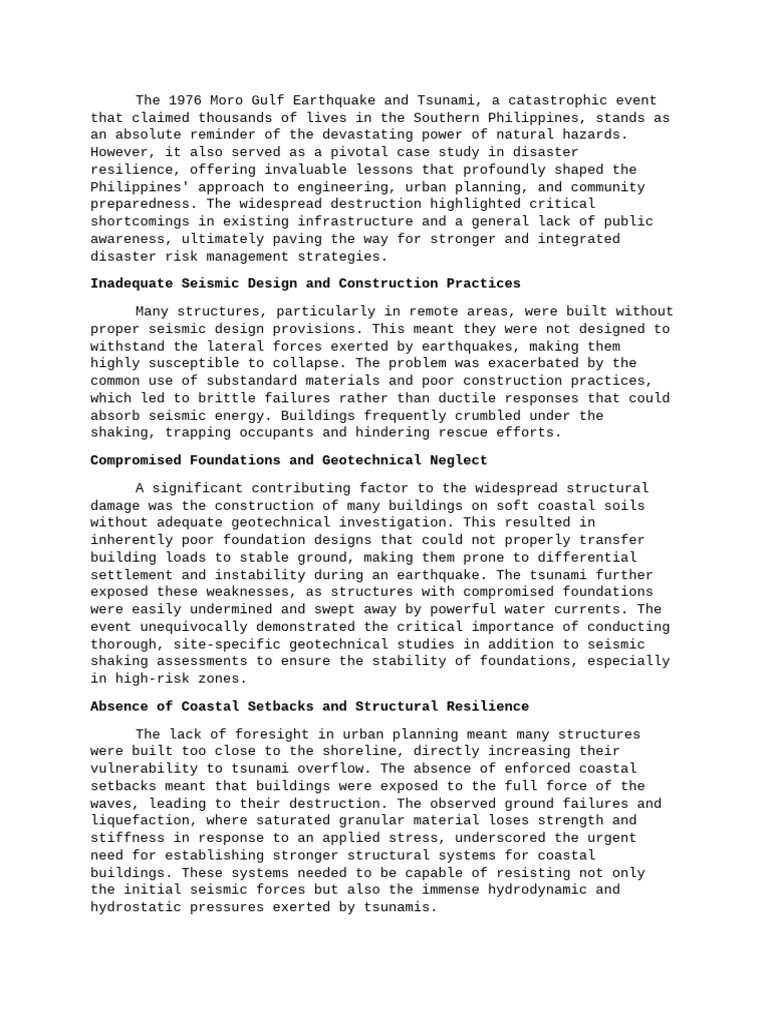 Lessons from the 1976 Moro Gulf Disaster | PDF | Earthquakes | Tsunami