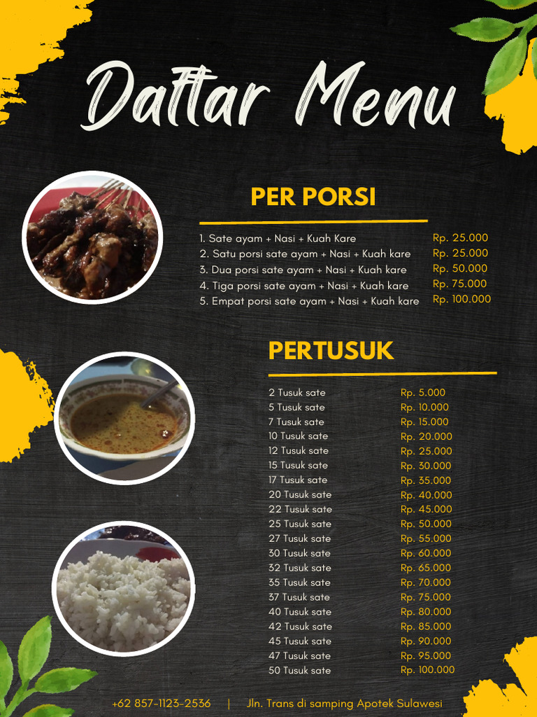 Hitam Dan Kuning Modern Daftar Menu Makanan A4 - 20250713 - 210010 ...