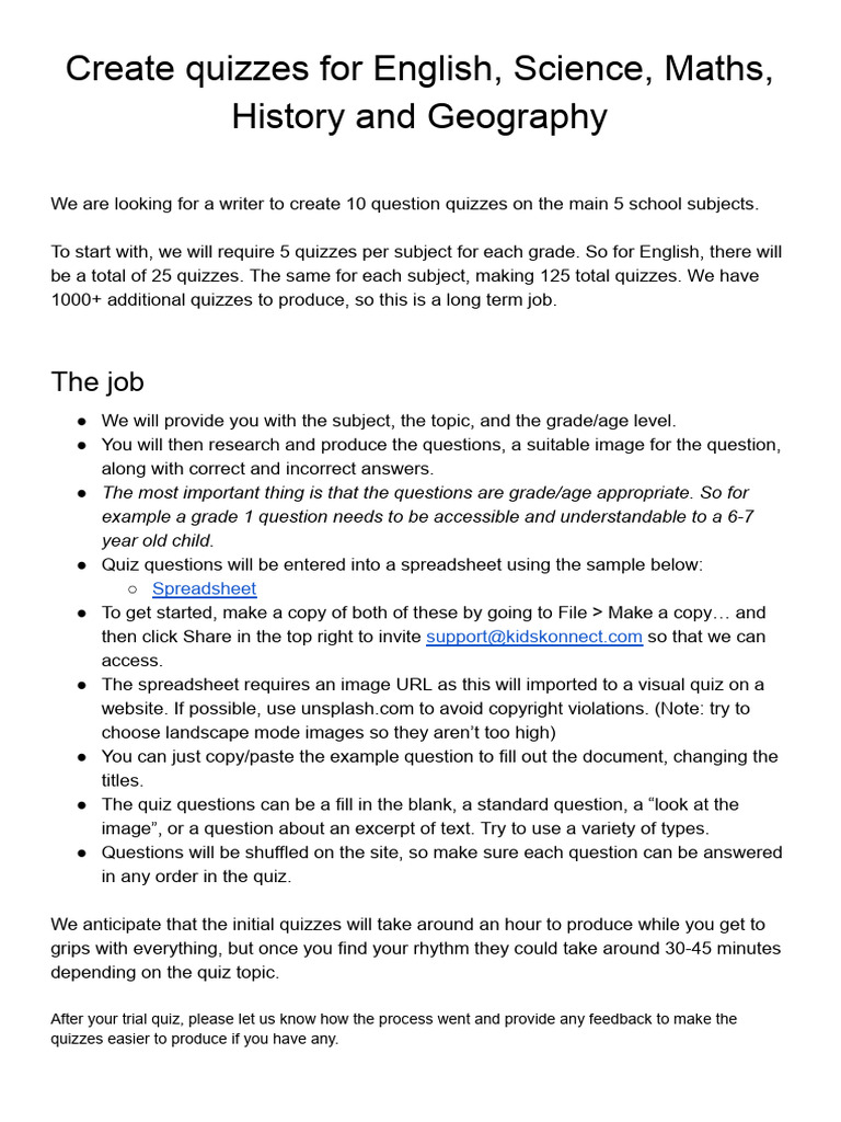 Quiz Description | PDF