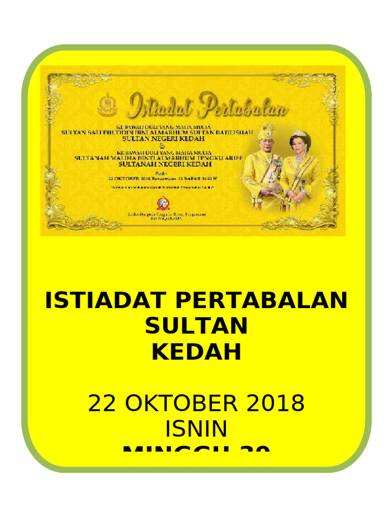 Cuti Pertabalan Sultan Kedah | PDF