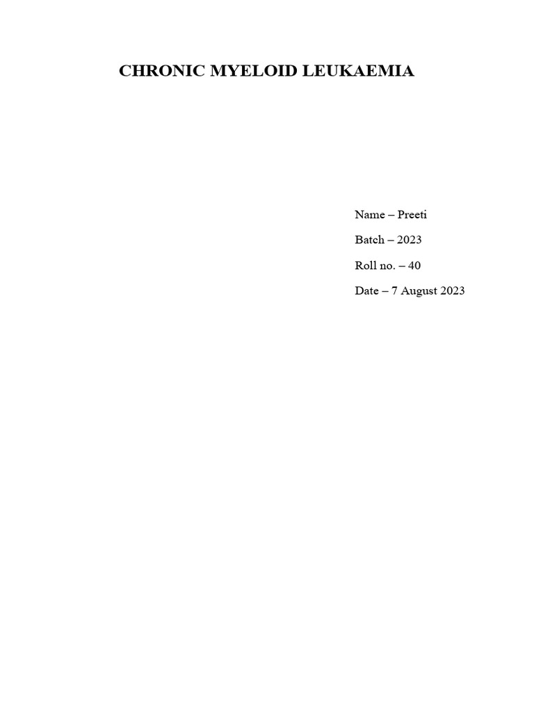 Chronic Myeloid Leukemia | PDF | Medical Specialties | Diseases And ...