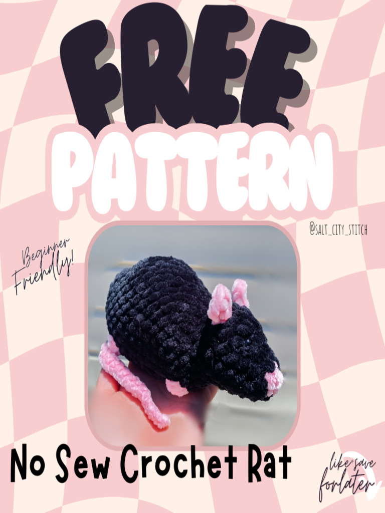Free No Sew Crochet Rat Pattern | PDF | Crochet | Surgical Suture