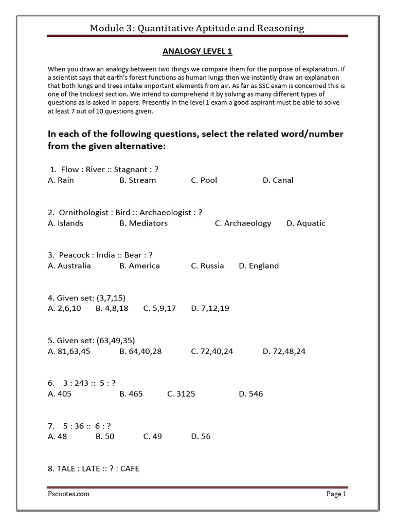 Module 3 Aptitute and Reasoning | PDF | Trigonometry | Euclidean Geometry