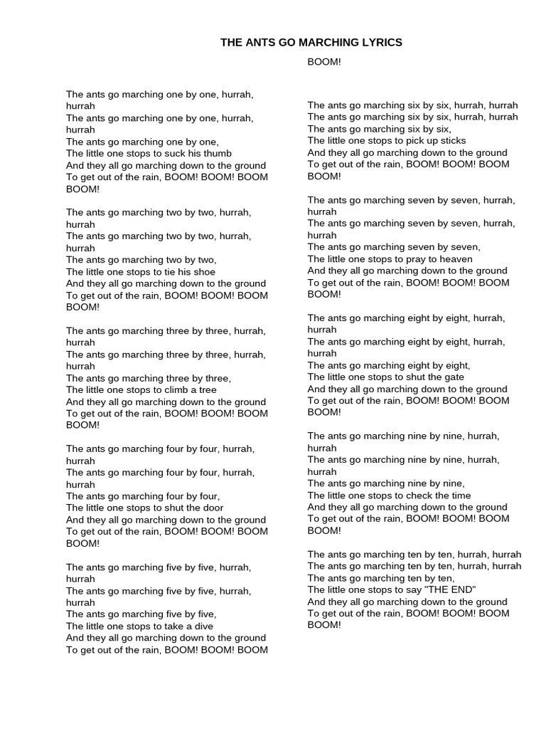 Ants Go Marching Song Lyrics | PDF