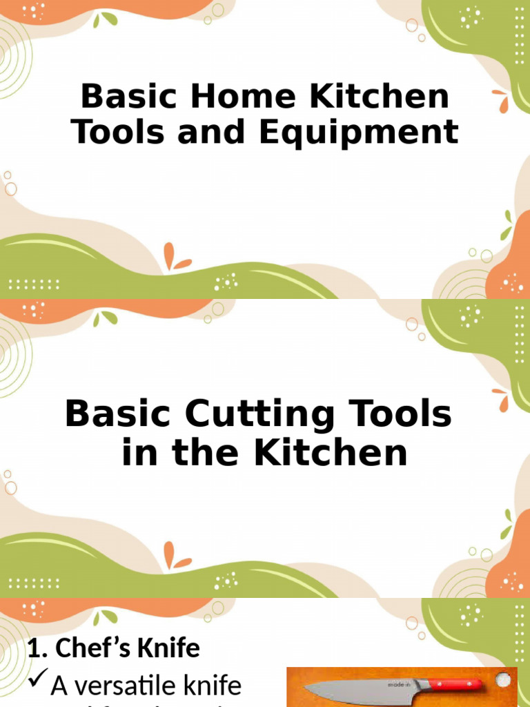 TLE 6 FCS Basic Home Kitchen Tools and Equipment 2024 2025 | PDF ...
