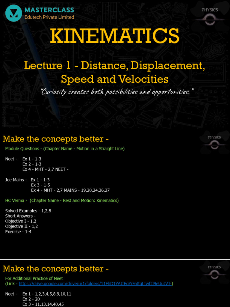 Kinematics Question Sorting | PDF | Kinematics | Velocity