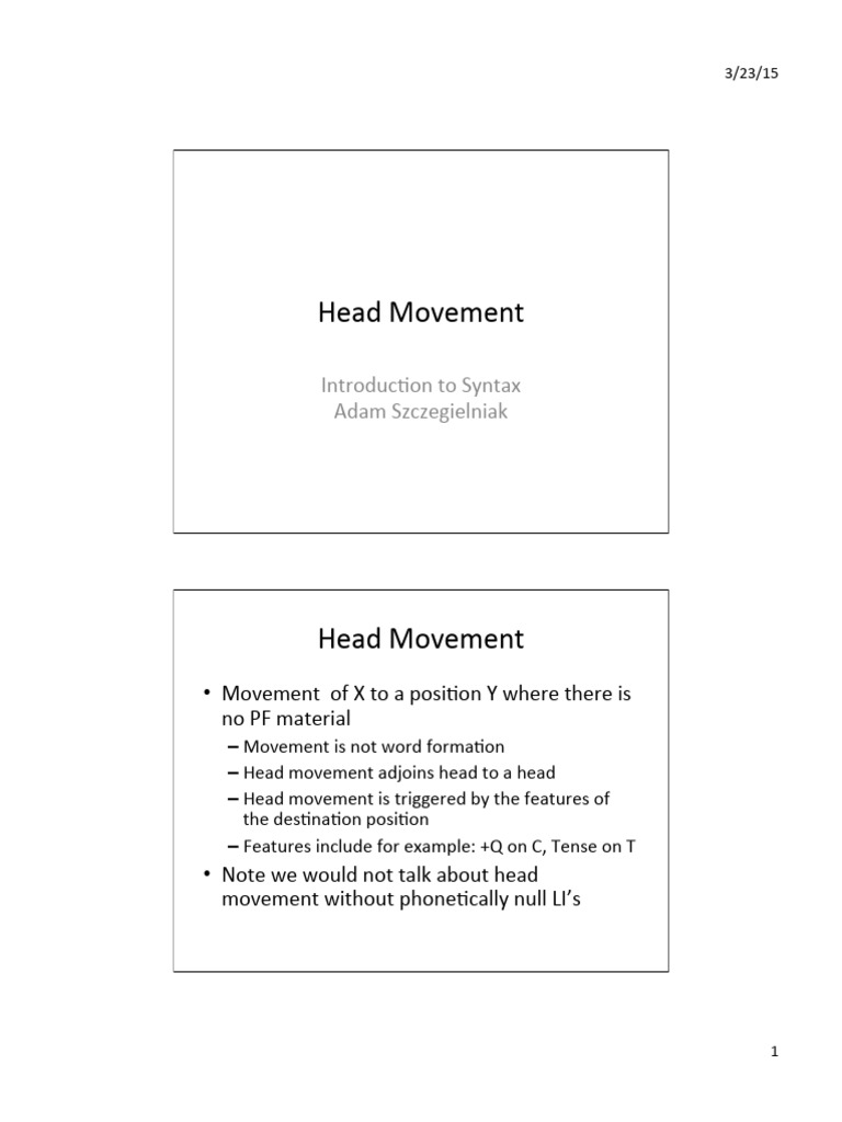 Class 11 Head Movement | PDF | Linguistic Typology | Syntax