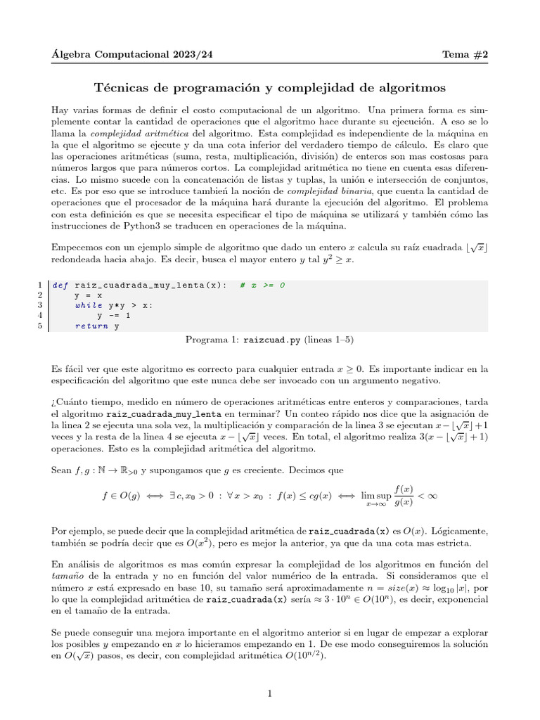 tema2-complejidad | PDF | Algoritmos | Programación dinámica