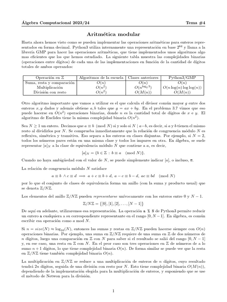Aritmética Modular en Python 3 | PDF | Matemática Elemental | Conceptos ...