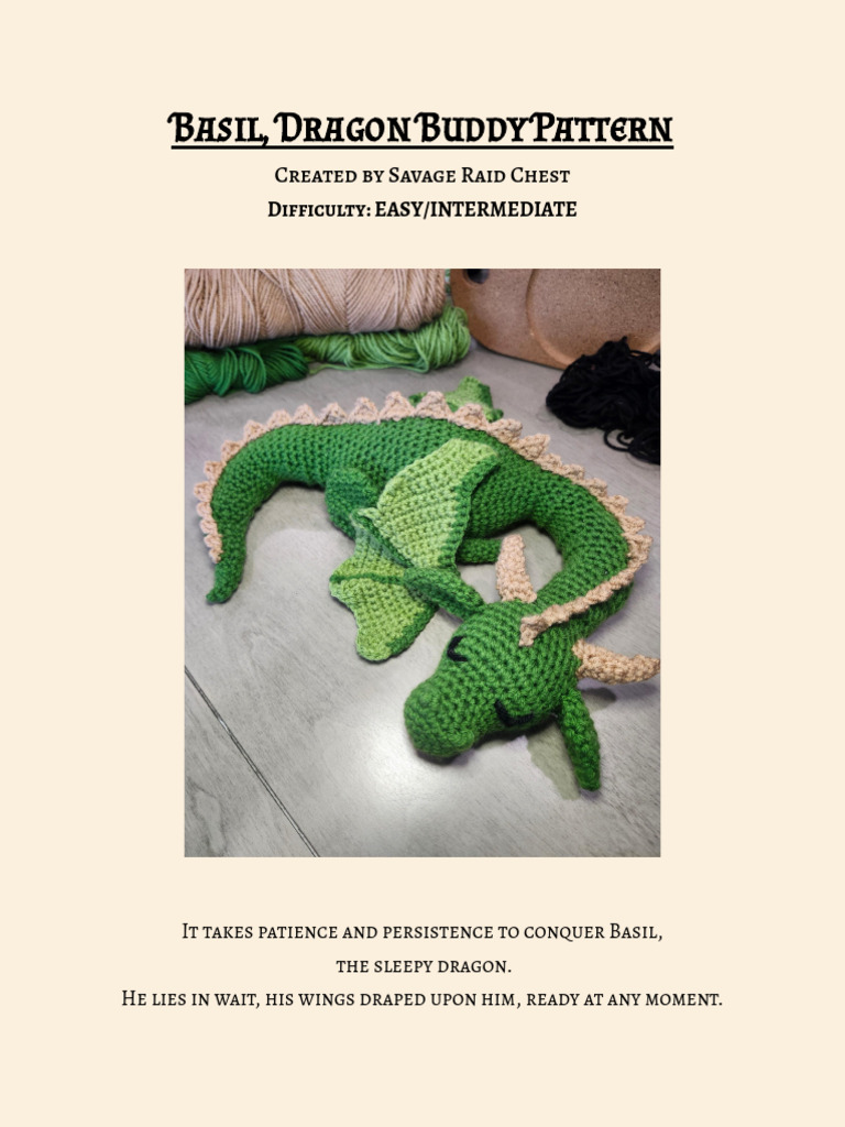 Free Sleepy Dragon Crochet Pattern | PDF | Crochet | Artistic Techniques