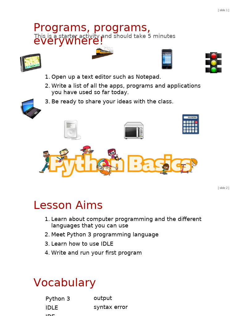 Python Basics Slides - Ch1 | PDF