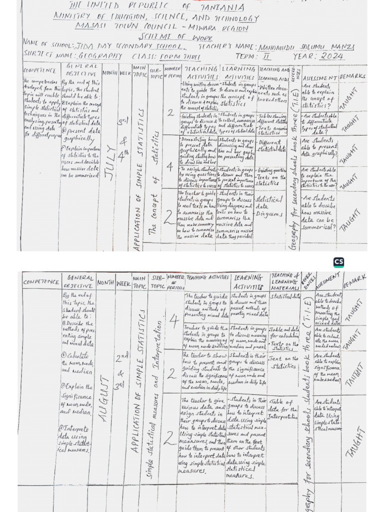 Scheme of Work - Geog | PDF