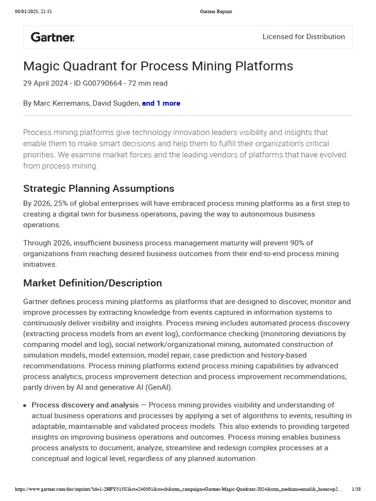 Gartner ProcessMining | PDF | Artificial Intelligence | Intelligence (AI) & Semantics
