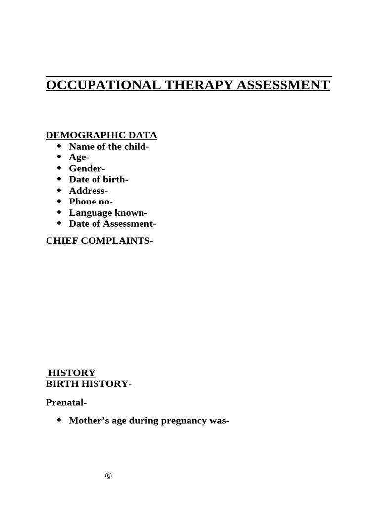 Ot Si Assessment Formate | PDF | Behavioural Sciences | Psychological ...