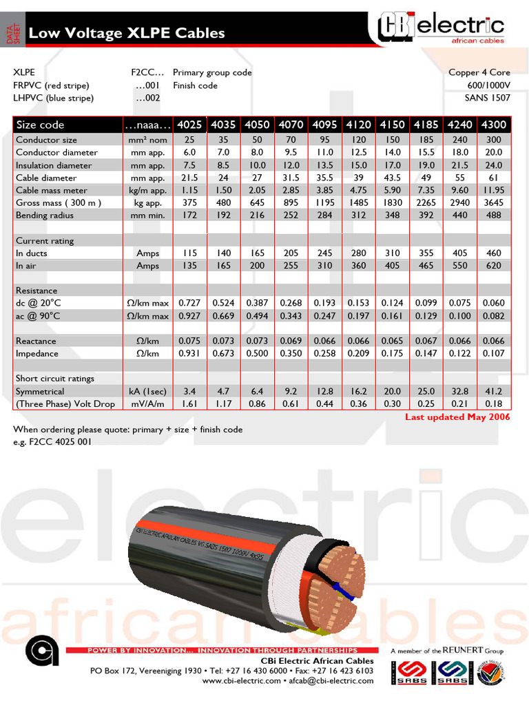 Low Voltage XLPE Cable Specifications | PDF | Alternating Current ...
