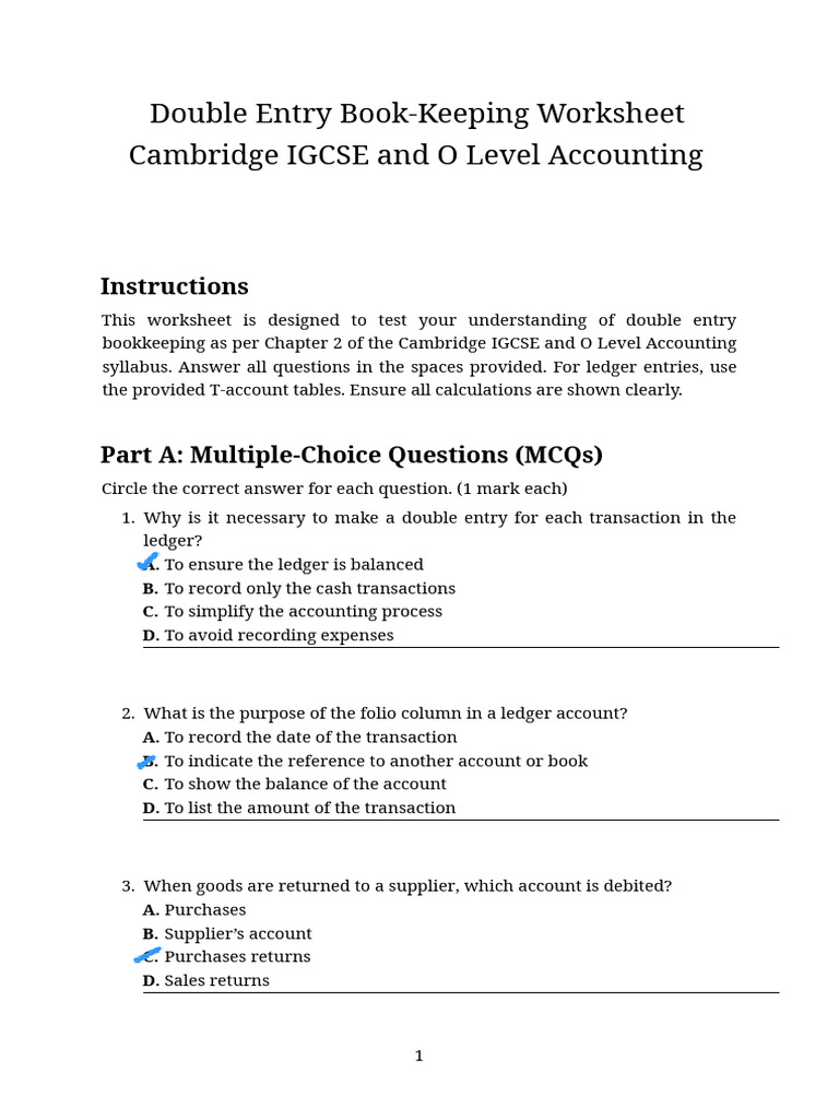 Accounts Chapter 2 Worksheet | PDF | Bookkeeping | Debits And Credits