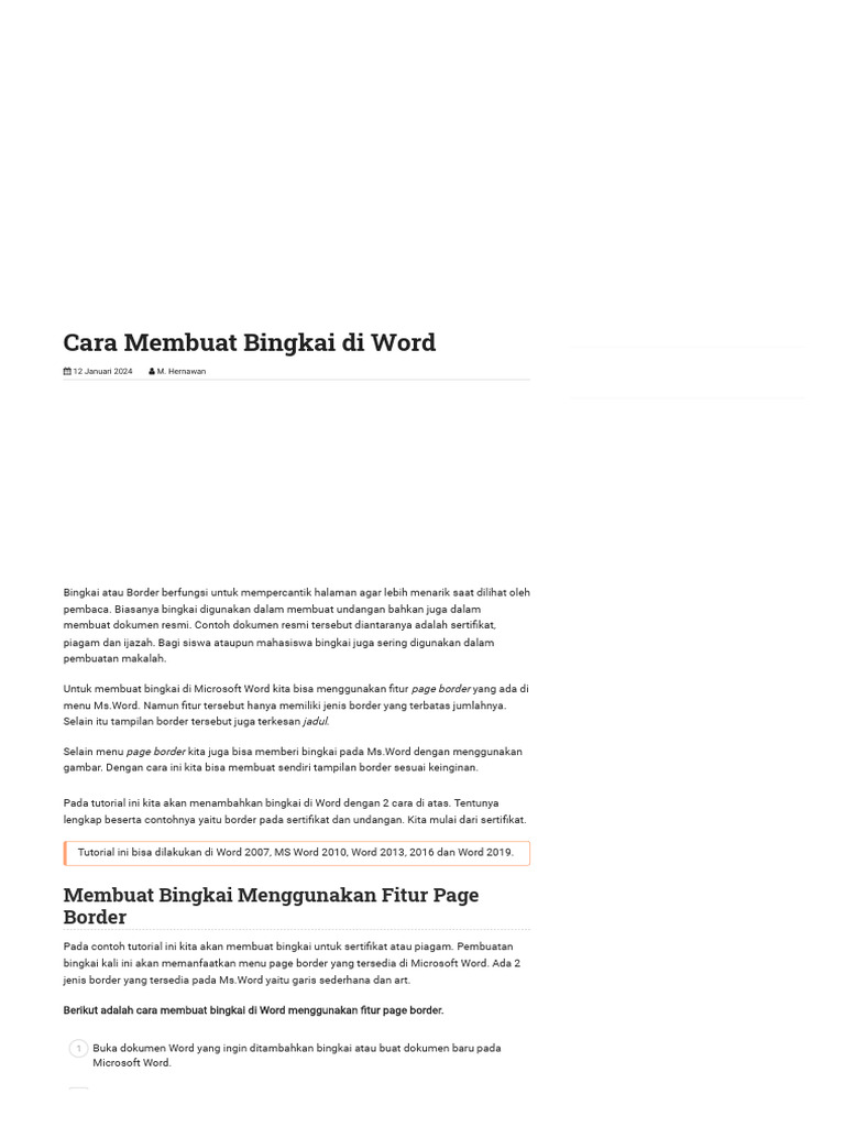 4 Cara Membuat Bingkai Di Word (Border) & Contohnya | PDF