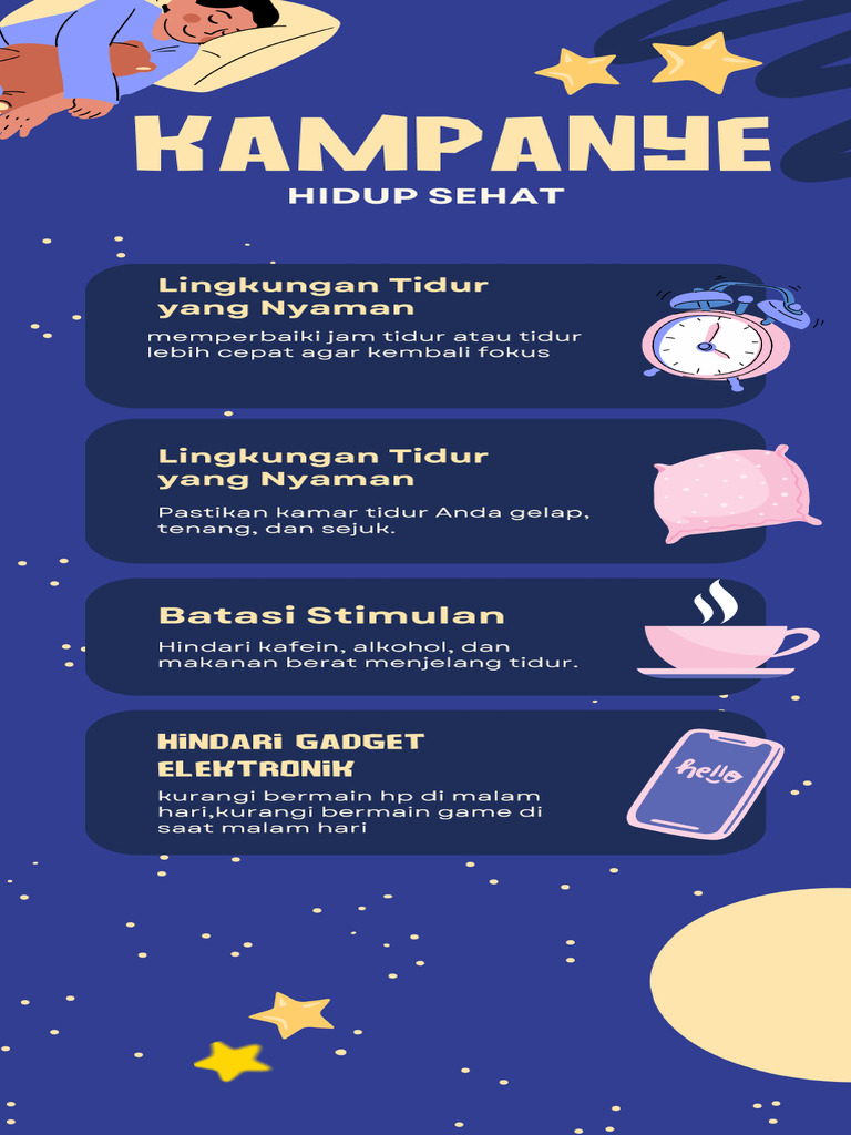 Biru Dan Kuning Ilustrasi Cara Mudah Mengatasi Insomnia Infografis ...