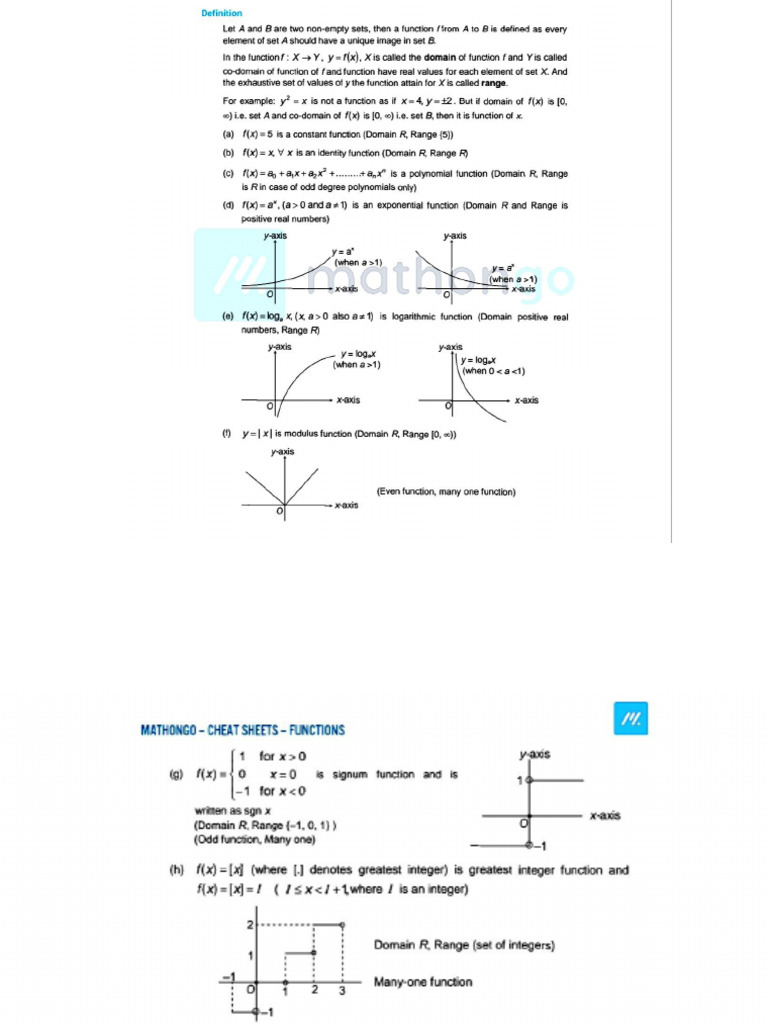 Formula Relation and Function 12th | PDF