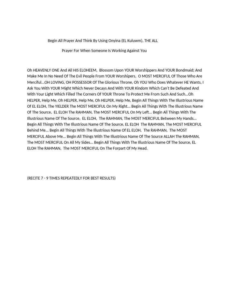 Prayer for Protection Against Adversaries | PDF