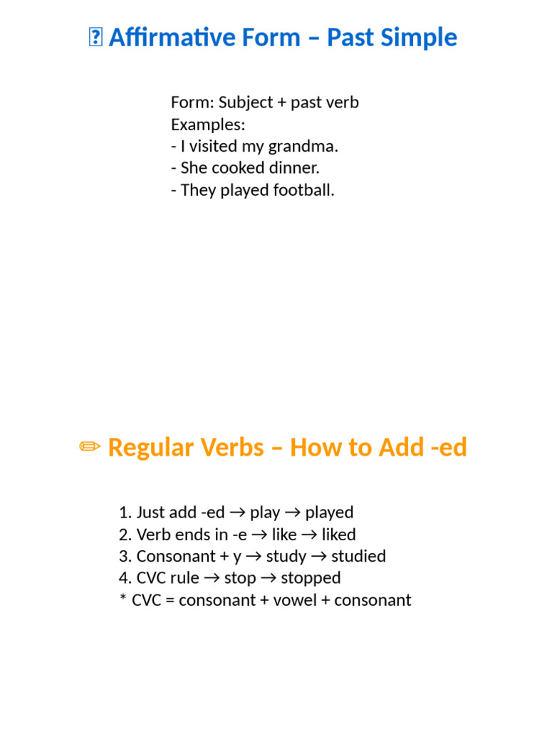 Past Simple Kids Complete Presentation | PDF