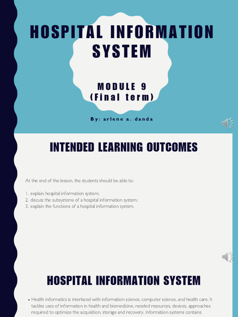 His Module 9 Hospital PPT With Audio | PDF | Electronic Health Record ...