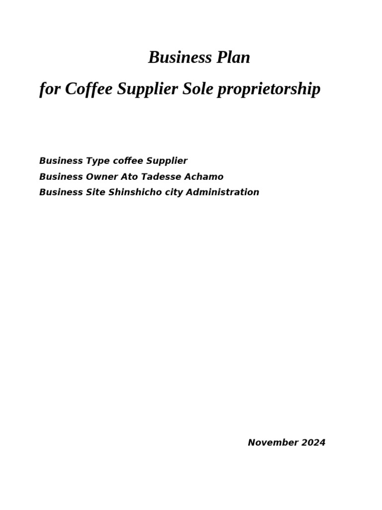 Coffee Supplier Business Plan Ethiopia | PDF | Coffee | Expense