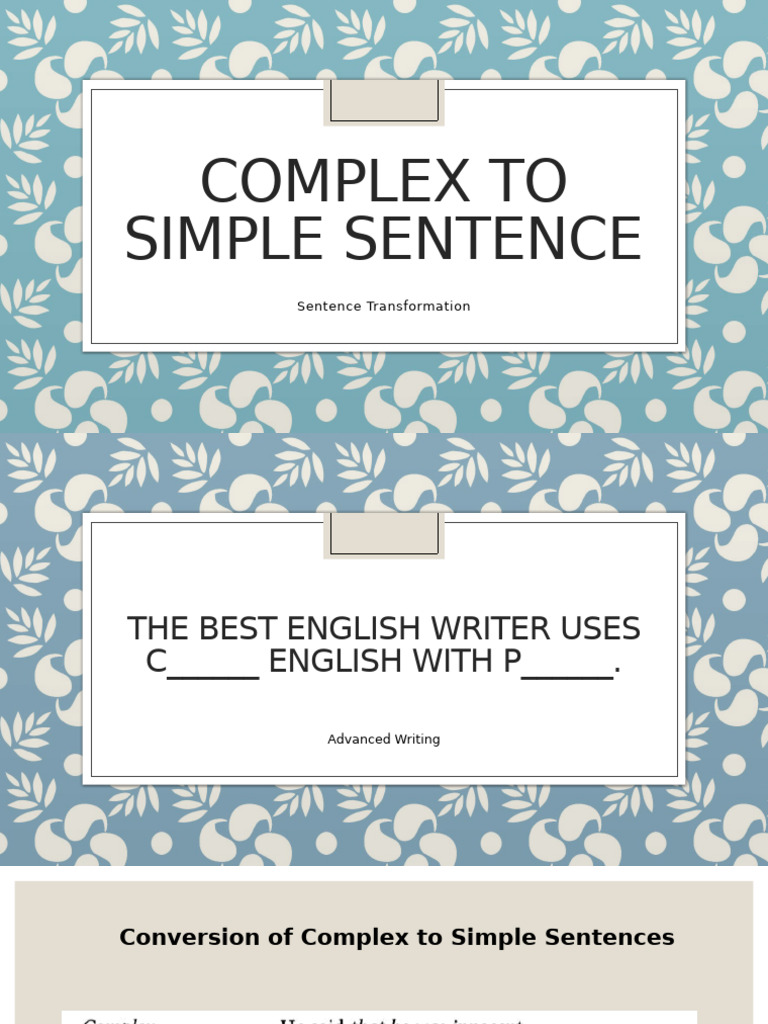 Complex To Simple - Concise English Lesson 1 | PDF