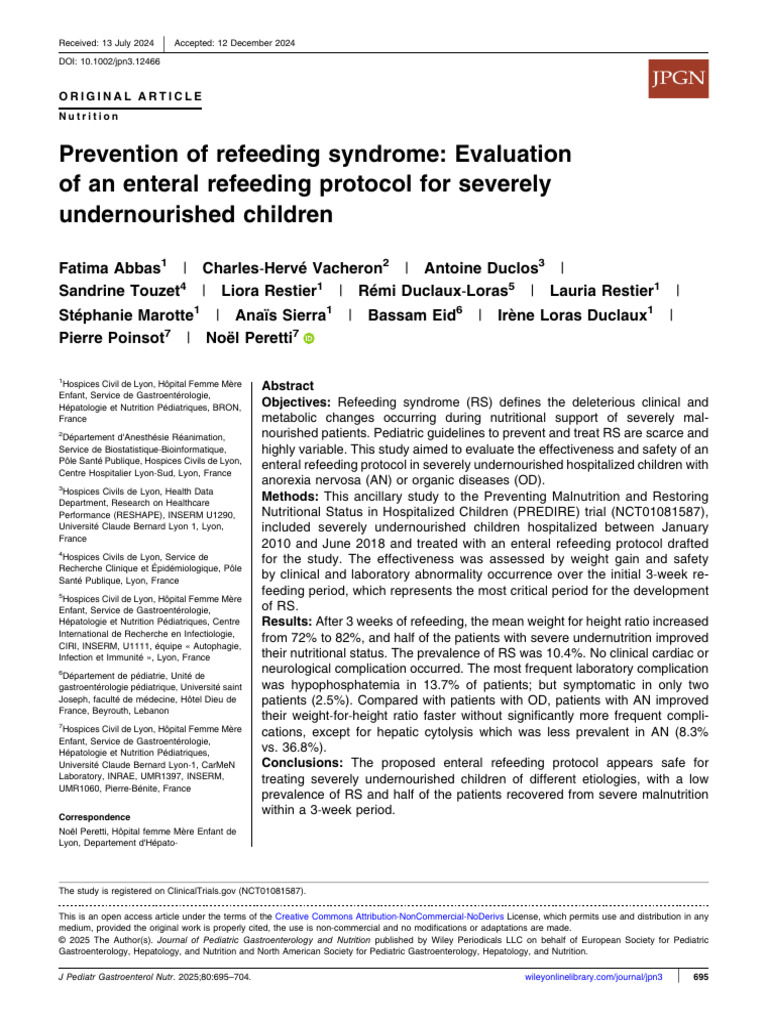 Enteral Refeeding Protocol for Children | PDF | Malnutrition | Clinical ...