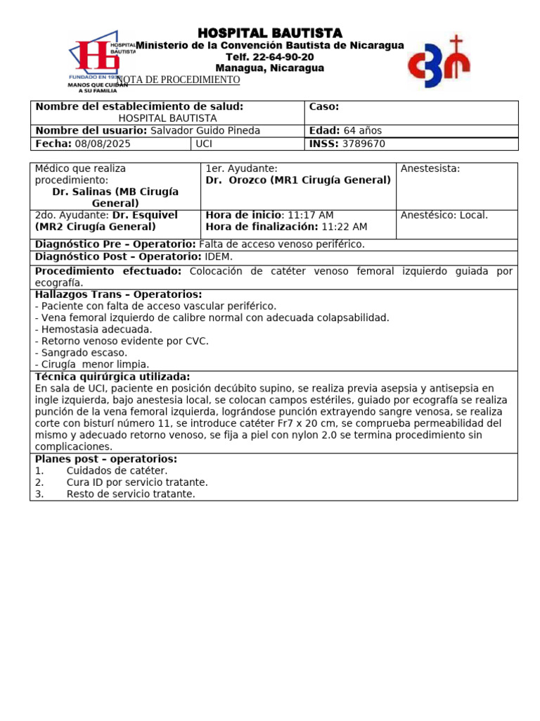 Técnica de CVC Femoral en UCI | PDF
