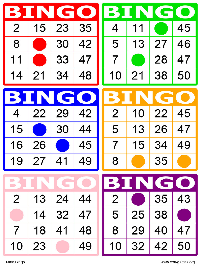 3rd Grade Math Bingo Game | PDF
