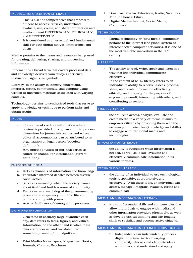 Media and Information Literacy Overview | PDF | Information ...