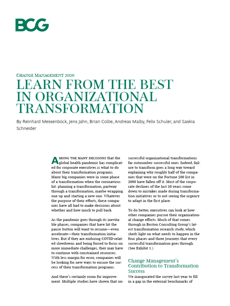 BCG Insights on Successful Transformations | PDF | Leadership | Business