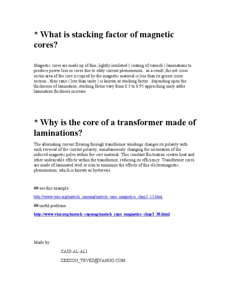 Stacking Factor in Magnetic Cores | PDF | Science & Mathematics | Computers