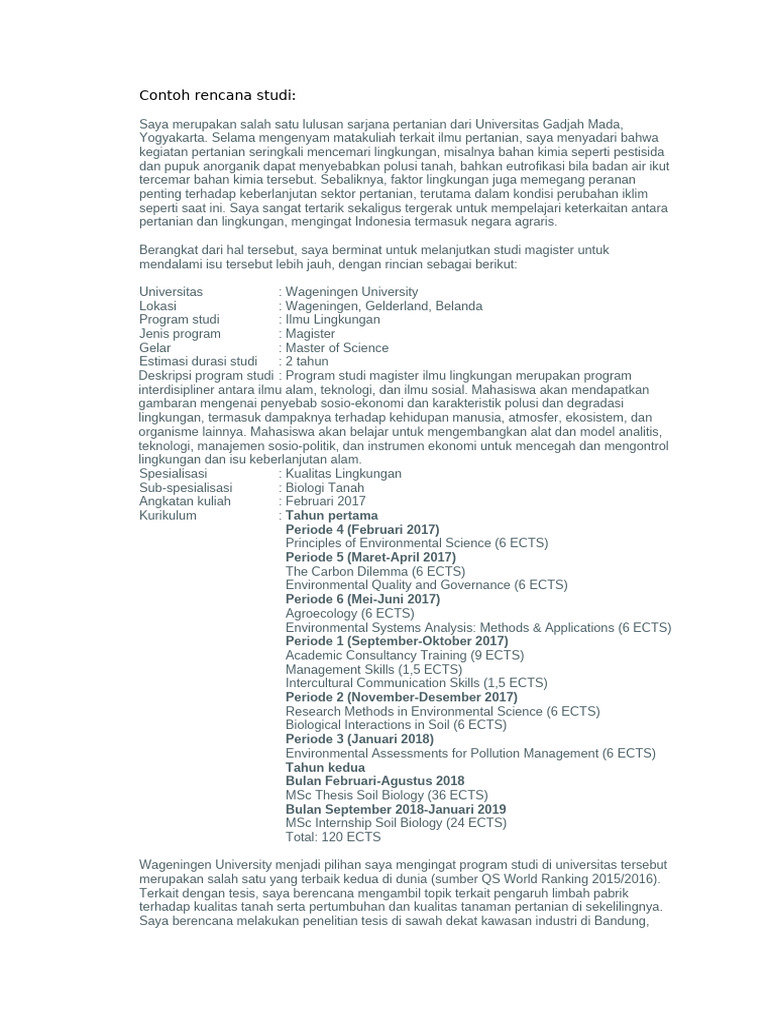 Contoh Study Plan | PDF