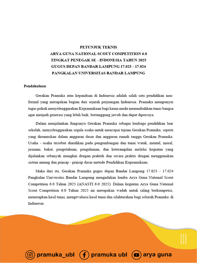 Lomba Pramuka ANASTI 6.0 2025 di UBL | PDF