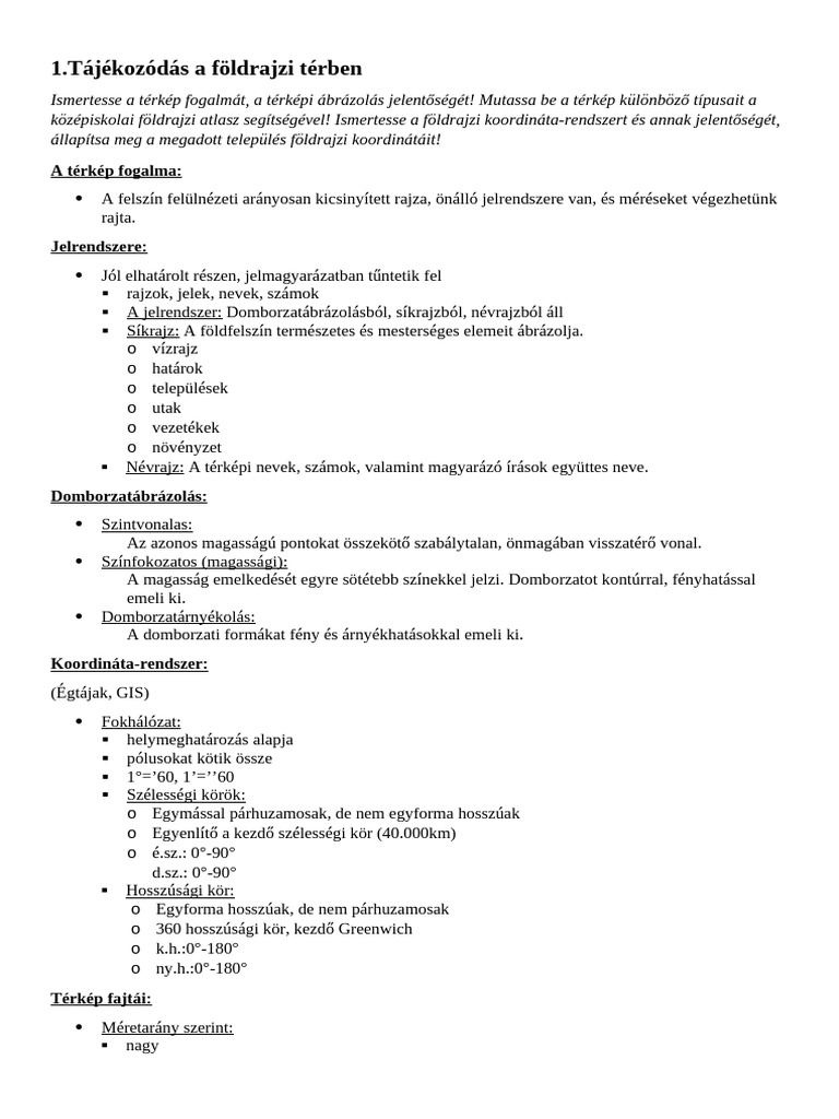 Tájékozódás A Földrajzi Térben 1. | PDF