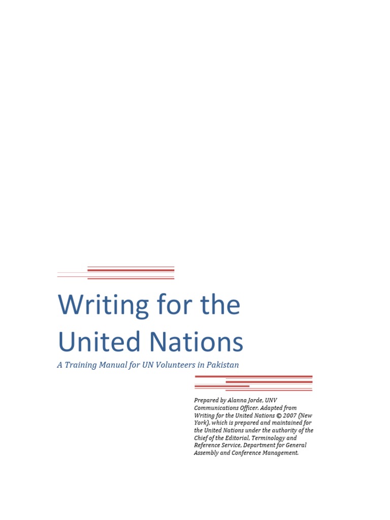 Writing For The United Nations: A Training Manual For UN Volunteers in ...