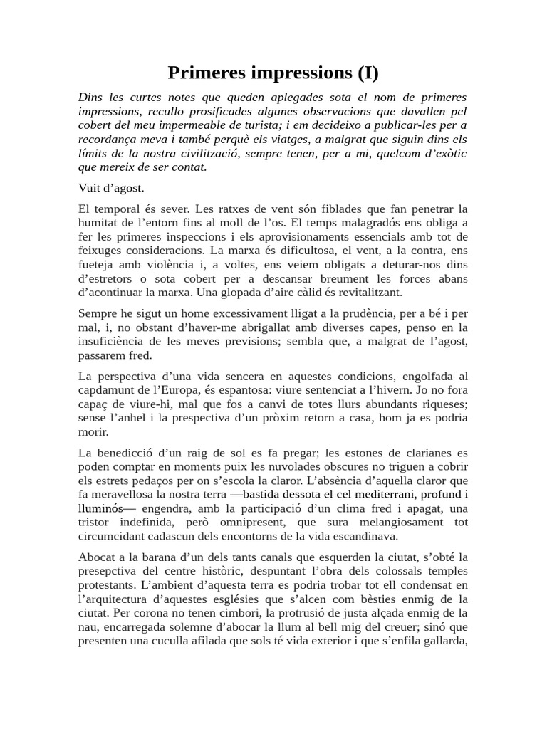 Primeres Impressions | PDF