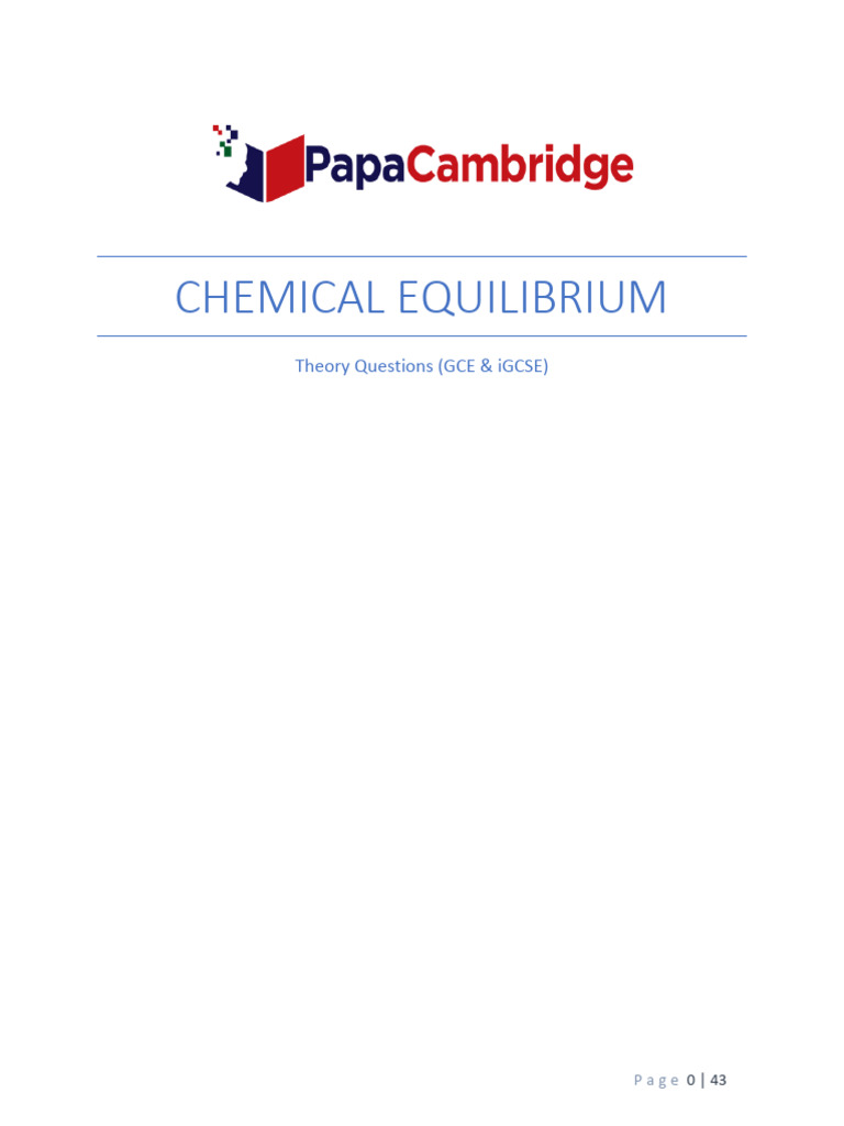 GCE & iGCSE Chemical Equilibrium Questions | PDF