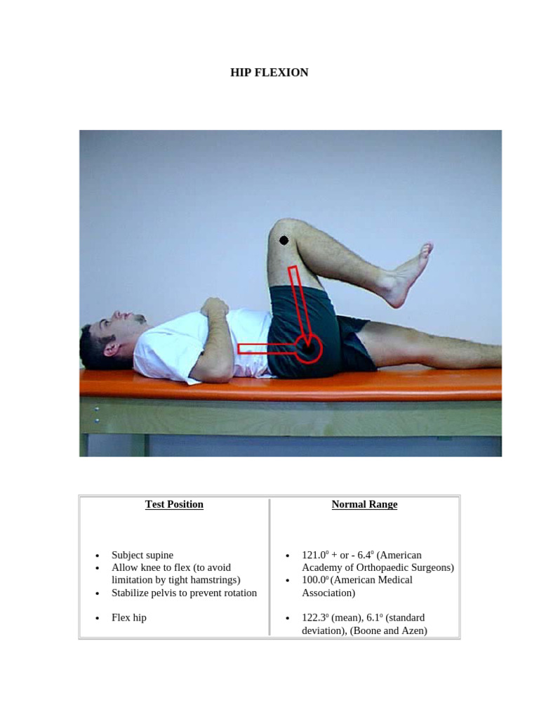 Measuring Hip Flexion with Goniometer | PDF