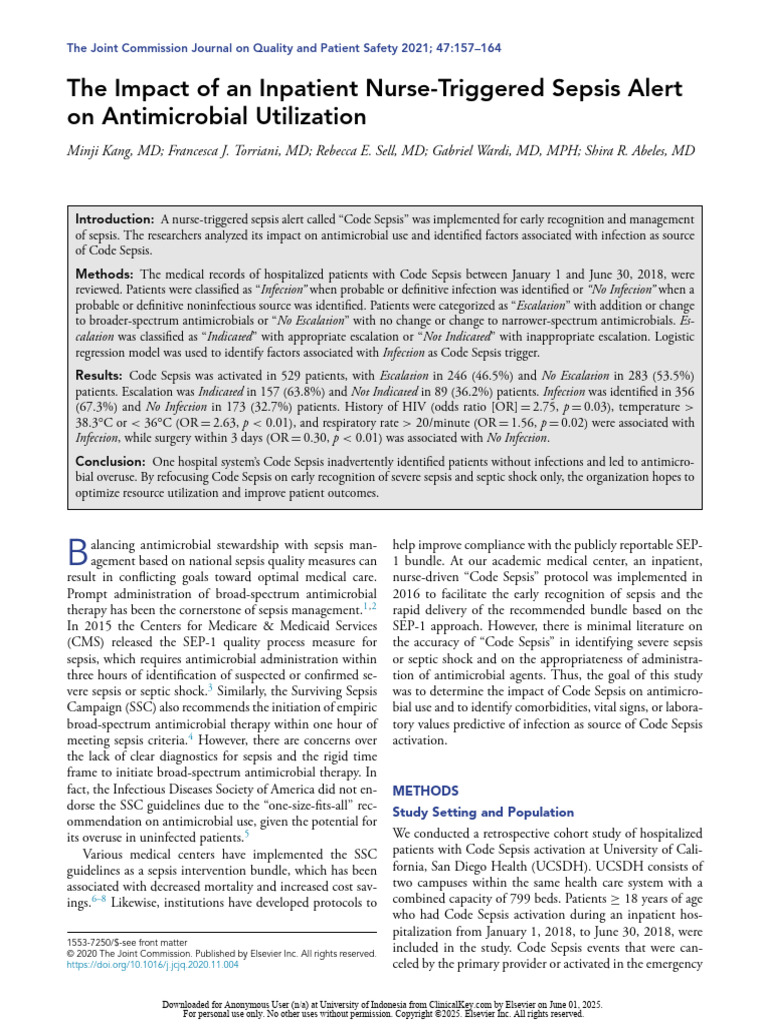The Impact of An Inpatient Nurse-Triggered Sepsis Alert On ...