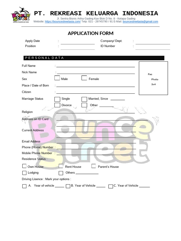 Personal Data Application Form | PDF