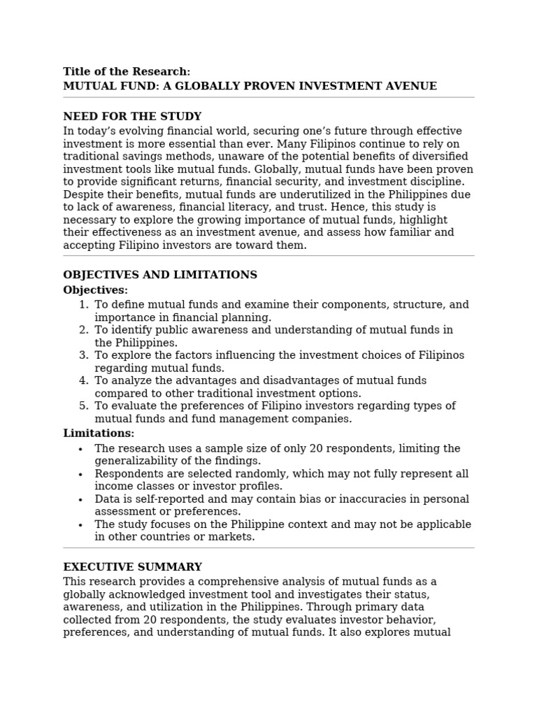 Mutual Funds: Investment Insights for Filipinos | PDF | Investment Fund ...