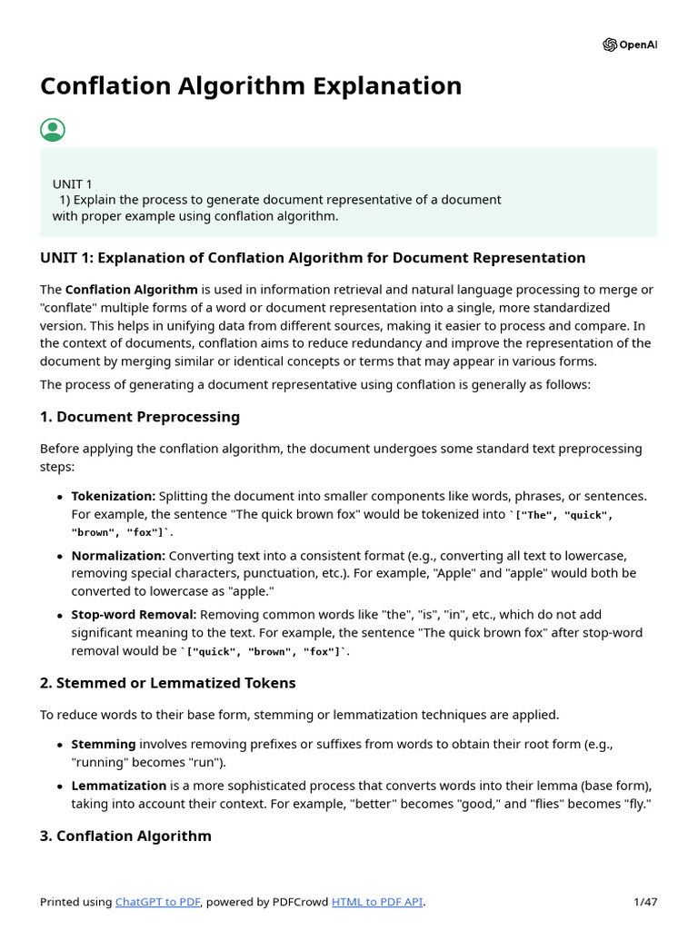 Conflation Algorithm for Document Representation | PDF | Cluster ...