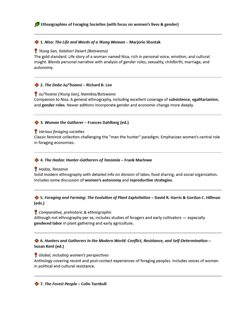 Foraging Societies: Women's Roles Explored | PDF | Hunter Gatherer ...