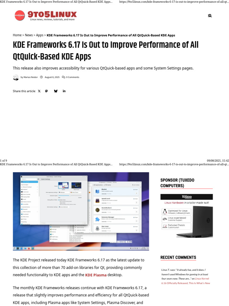 KDE Frameworks 6.17 is Out to Improve Performance of All QtQuick-Based KDE Apps - 9to5Linux ...