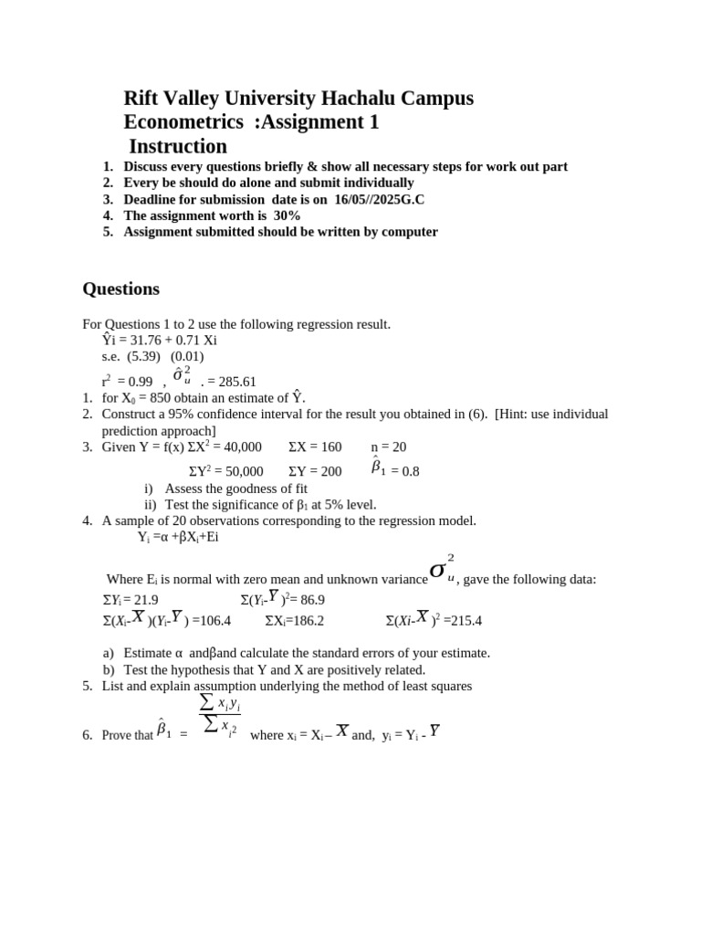Econometrics Assignment ++ | PDF
